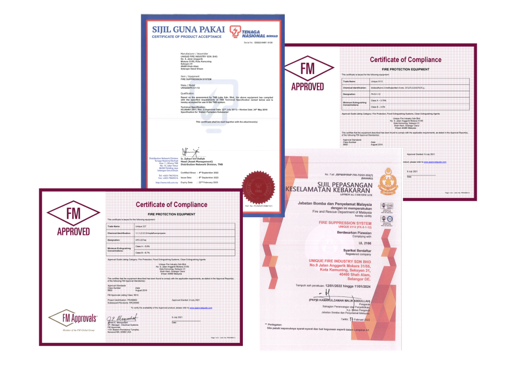 FM approval, Bomba cert and SGP cert) – uniquefire